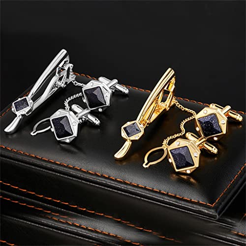 ZCMEB 4 Piece Men's Tie Clip Cufflinks Set Shirt Button Cuff Nails Cuff Nails Business Tie Clip Gifts