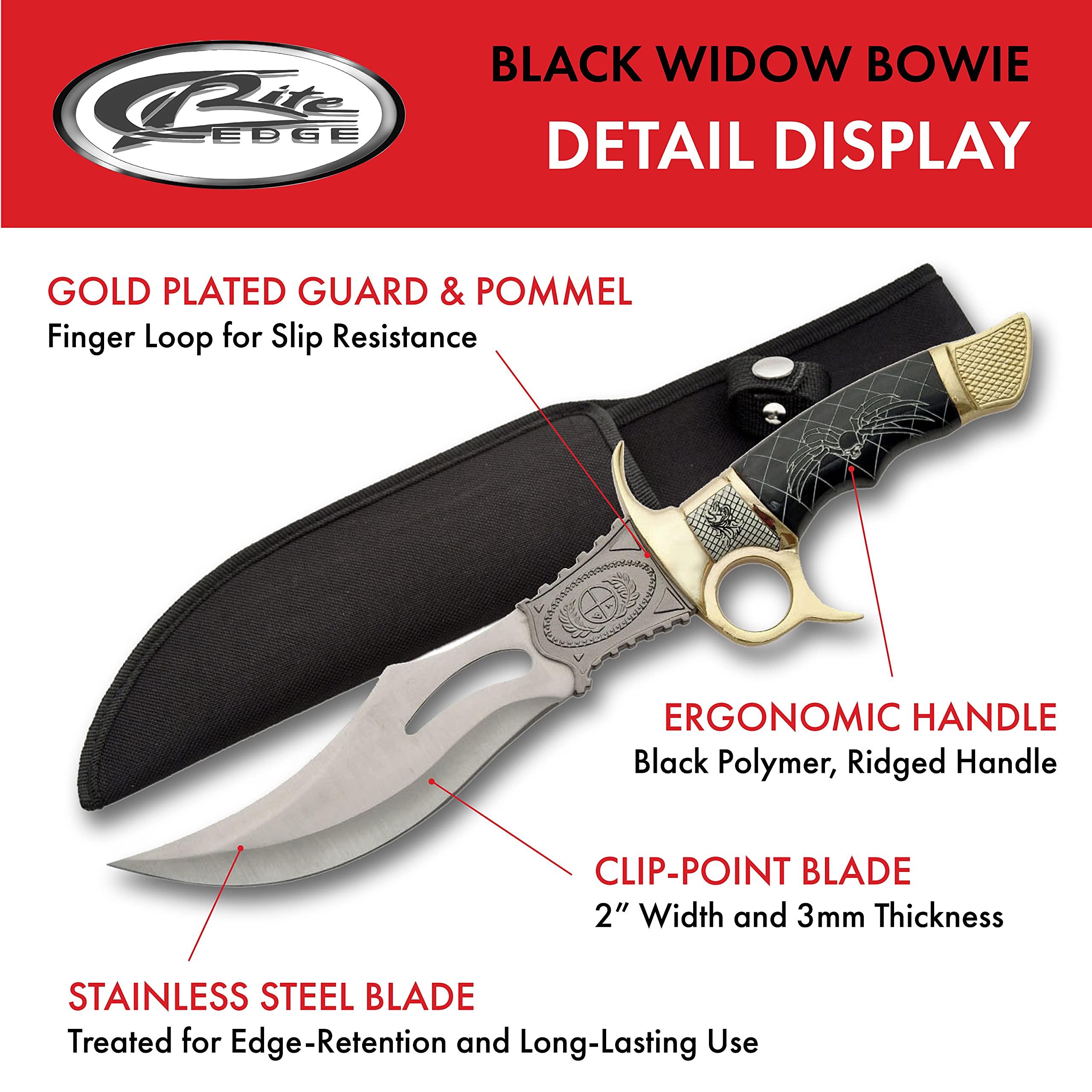 Szco Supplies14β Black Widow Bowie Knife