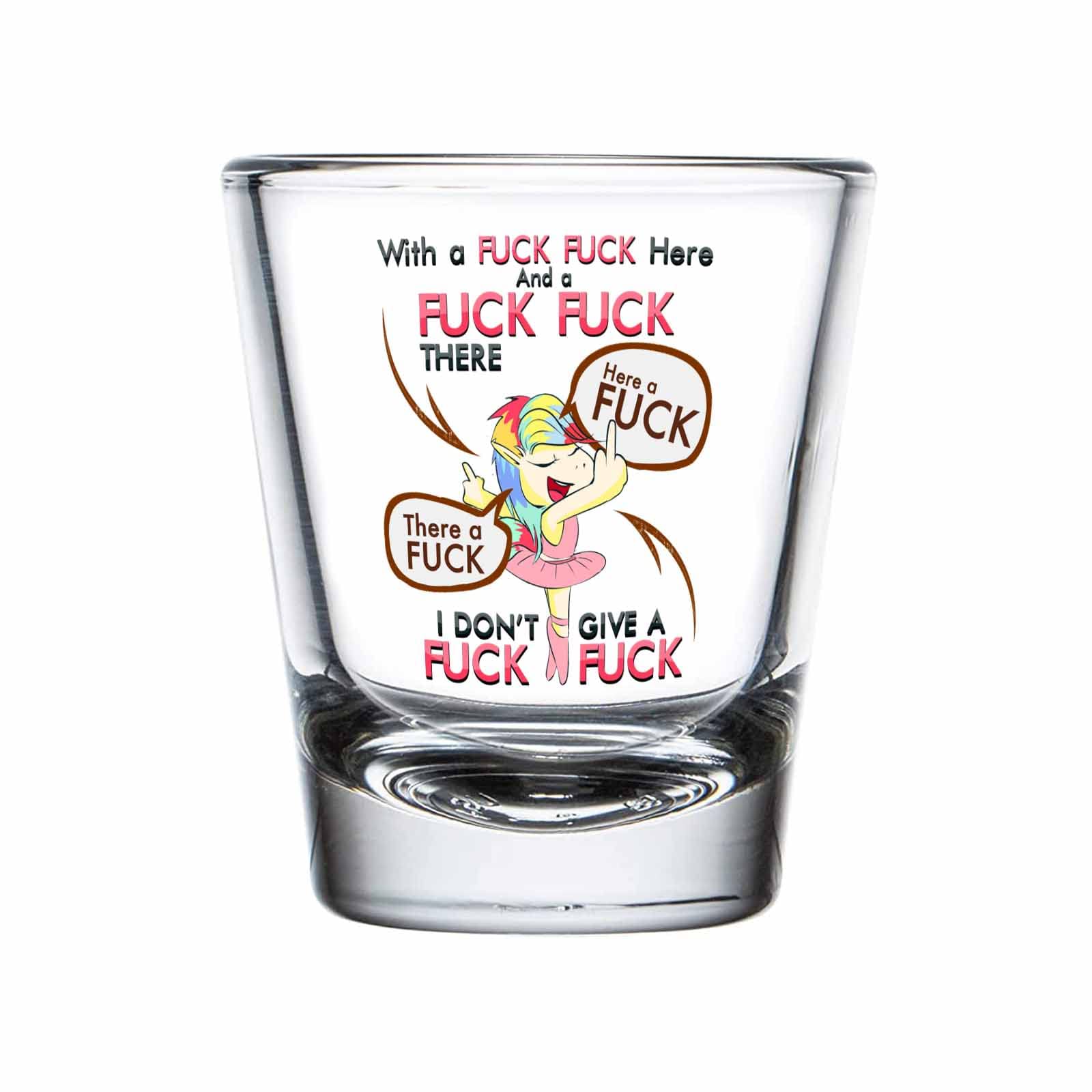 Unicorn Shot Glass Transparent 1.5 oz, Witty Funny Rainbow Pegasus Fairy Magical Myth Cute Quirky Sarcasm Saying Magical Horse for Men Women Adult, White