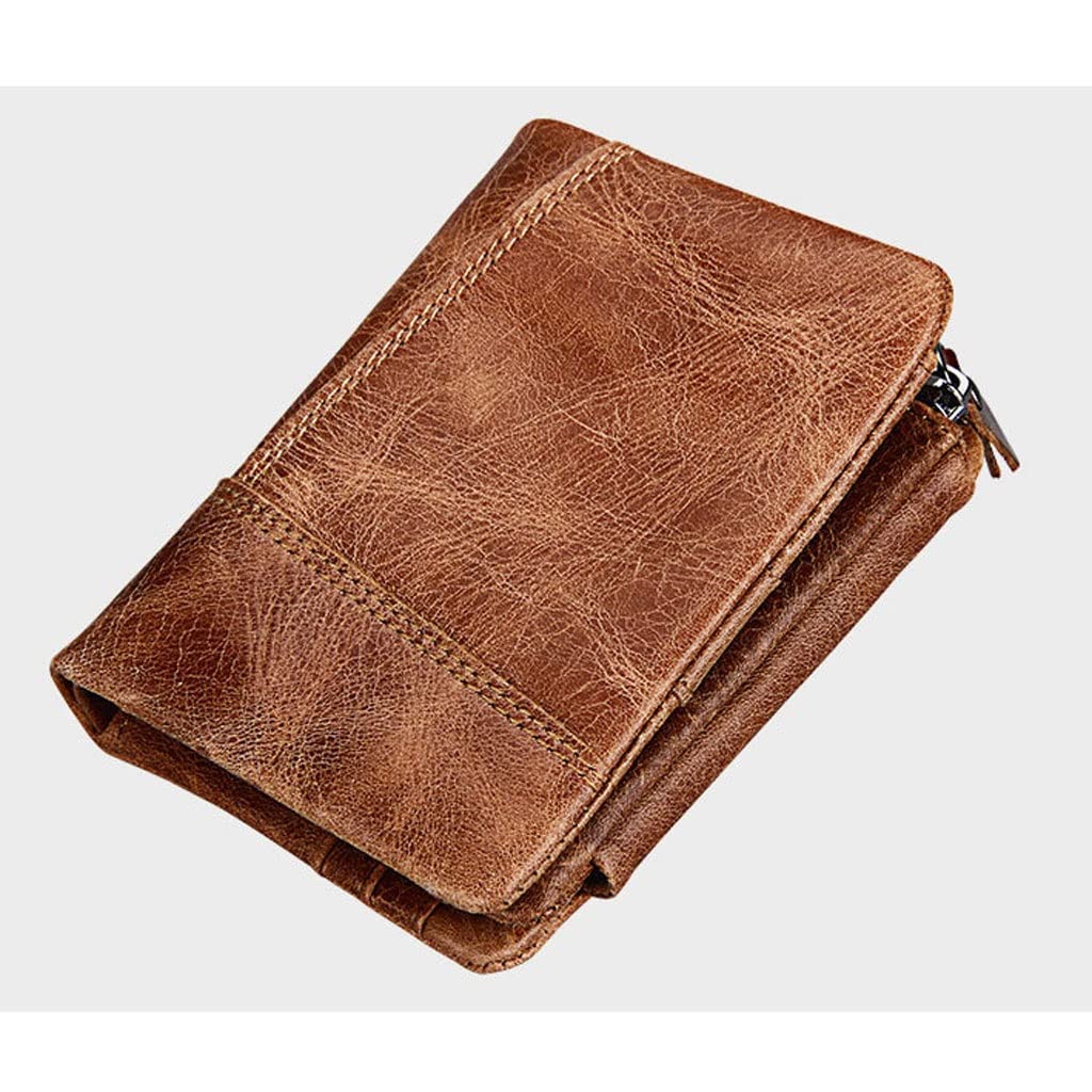 ZCMEB Leather Men's Wallet Trifold Wallet Zipper Coin Purse Wallet Leather Wallet