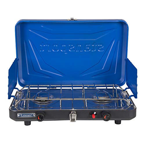 Stansport 2-Burner Propane Stove with Drip Pan & Piezo Igniter (203-100-50)