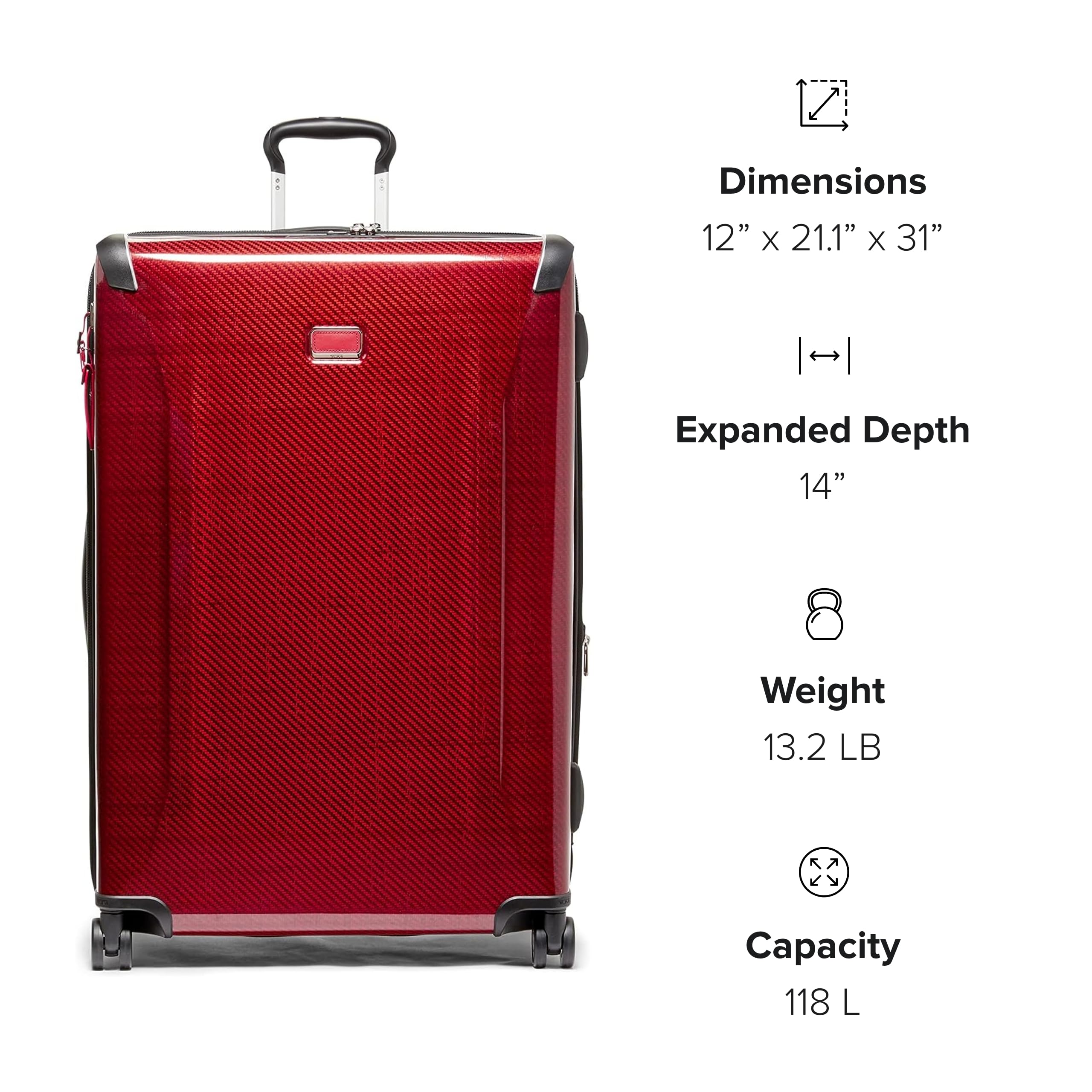 TUMI - Tegra-Lite Extended Trip Expandable 4 Wheeled Packing Suitcase - Roller Suitcase for Domestic & International Travel - Blaze Red