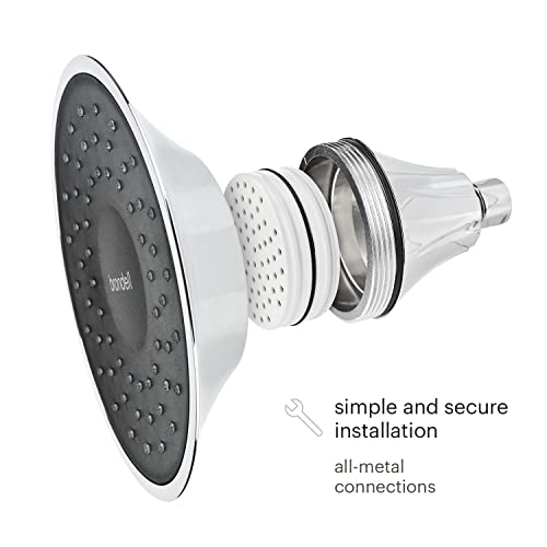 VivaSpring Filtered Shower Head CFSHD25-CG | Chrome Finish with Slate face and Wide Rain Spray | 6 Month Filter FF-15 | 2 Filter Pack