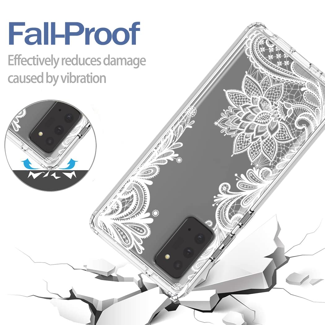 Tothedu Phone Case for Galaxy Note 20 5G/Samsung Note 20 SM-N981U Case with Tempered-Glass Screen Protector, Clear Floral Pattern Full Body Protective Cover Cases for Samsung Galaxy Note20 5G (Flower)