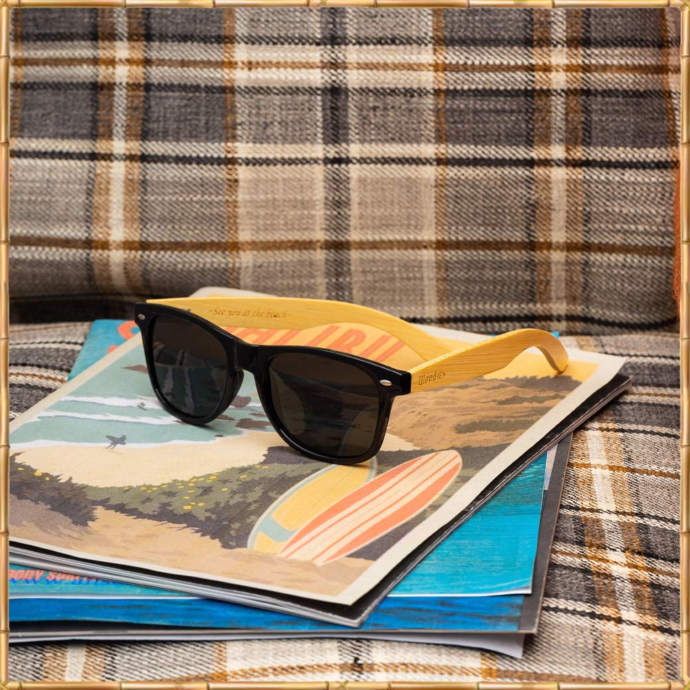 Woodies Polarized Zebra Wood Sunglasses with Free Bamboo Sunglasses Case for Men and Women | 100% UVA/UVB Protection