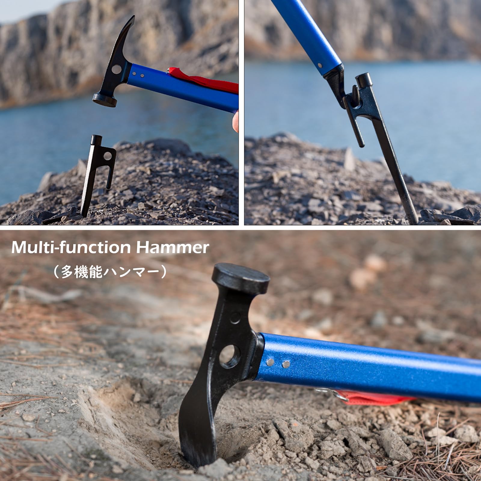 TRIWONDER Camping Tent Hammer Lightweight Outdoor Multi-function Hammer Aluminum Hammer with Tent Stake Remover for Rain Fly Tent Tarp (Black)