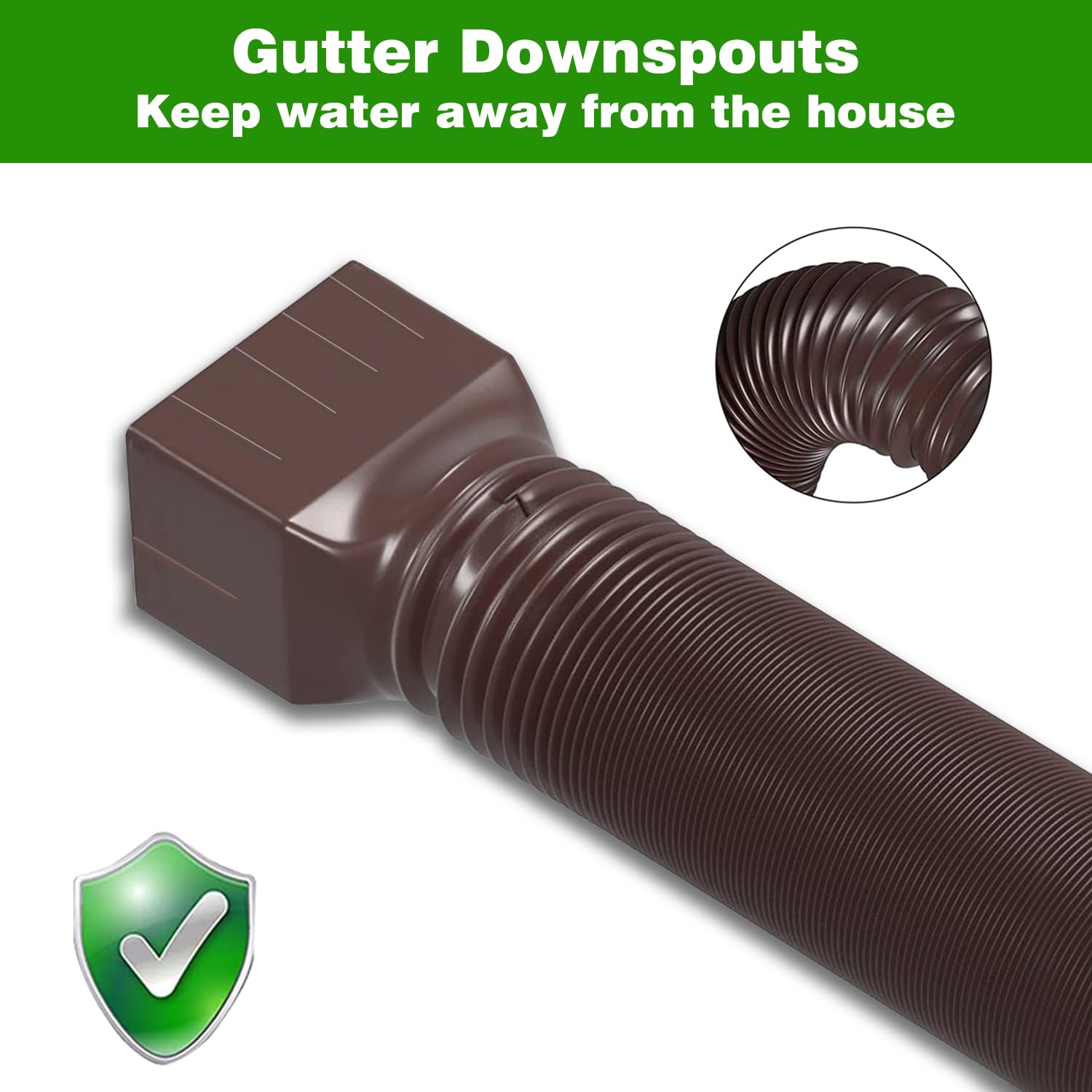 Tobepico 2 Pack Rain Gutter Downspout Extensions Flexible, Drain Down spout Extender Connector 21"-60", Outdoor Shapeable Drain Pipe, Screws Included, Black