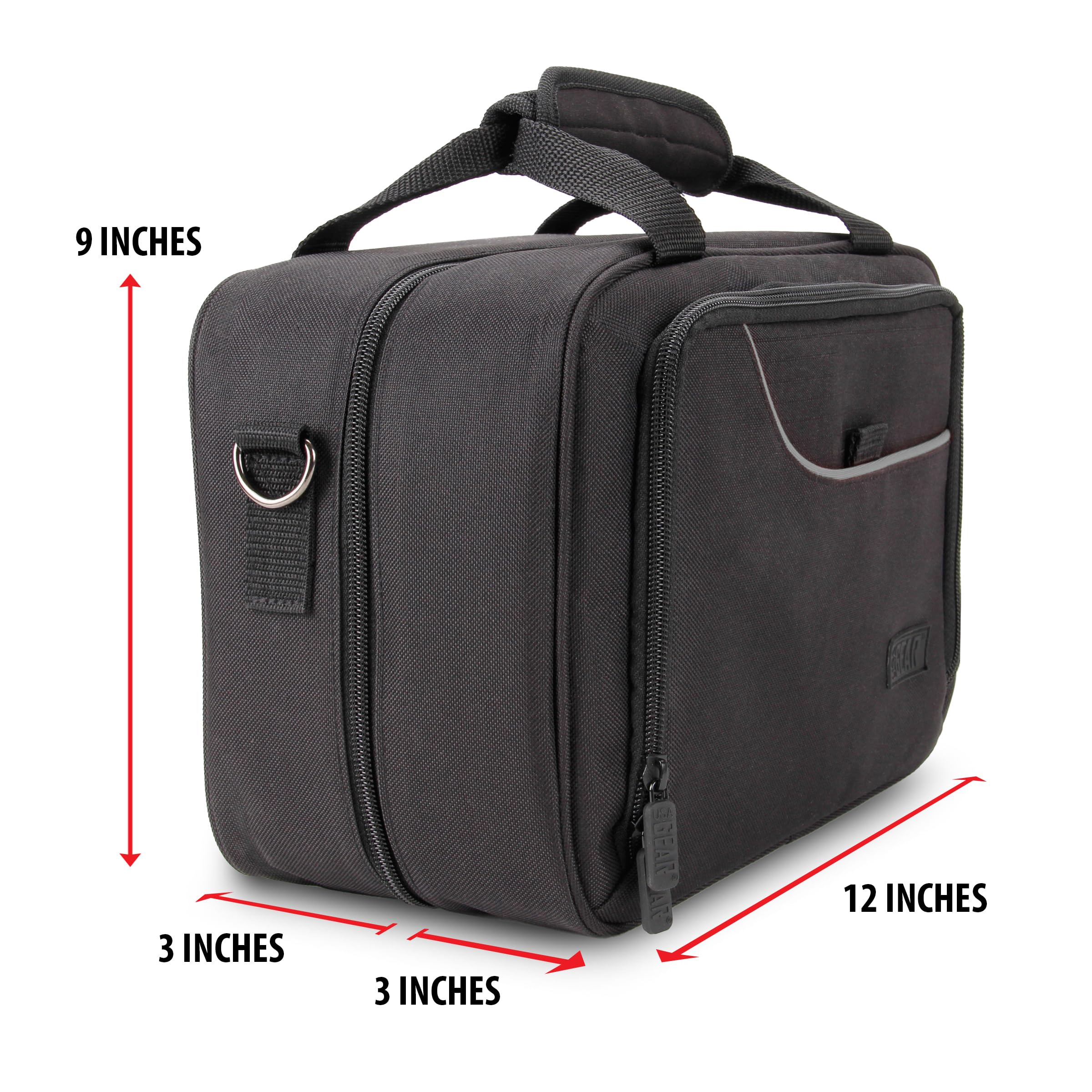 USA GEAR Compact Audio DJ Mixer Case - Mixer Bag with Custom Storage for Cables & Microphones Compatible with Behringer Xenyx 802, 502, 1002, Q802USB & More Mixers - Scratch & Water Resistant (Black)