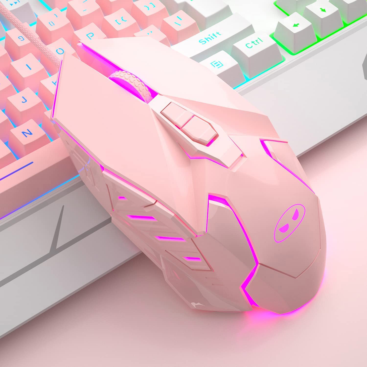 RGB Gaming Keyboard and Mouse Set (US Layout) Rainbow LED RGB Backlit Wired Keyboard for Xbox one PC Mac PS4 Laptop