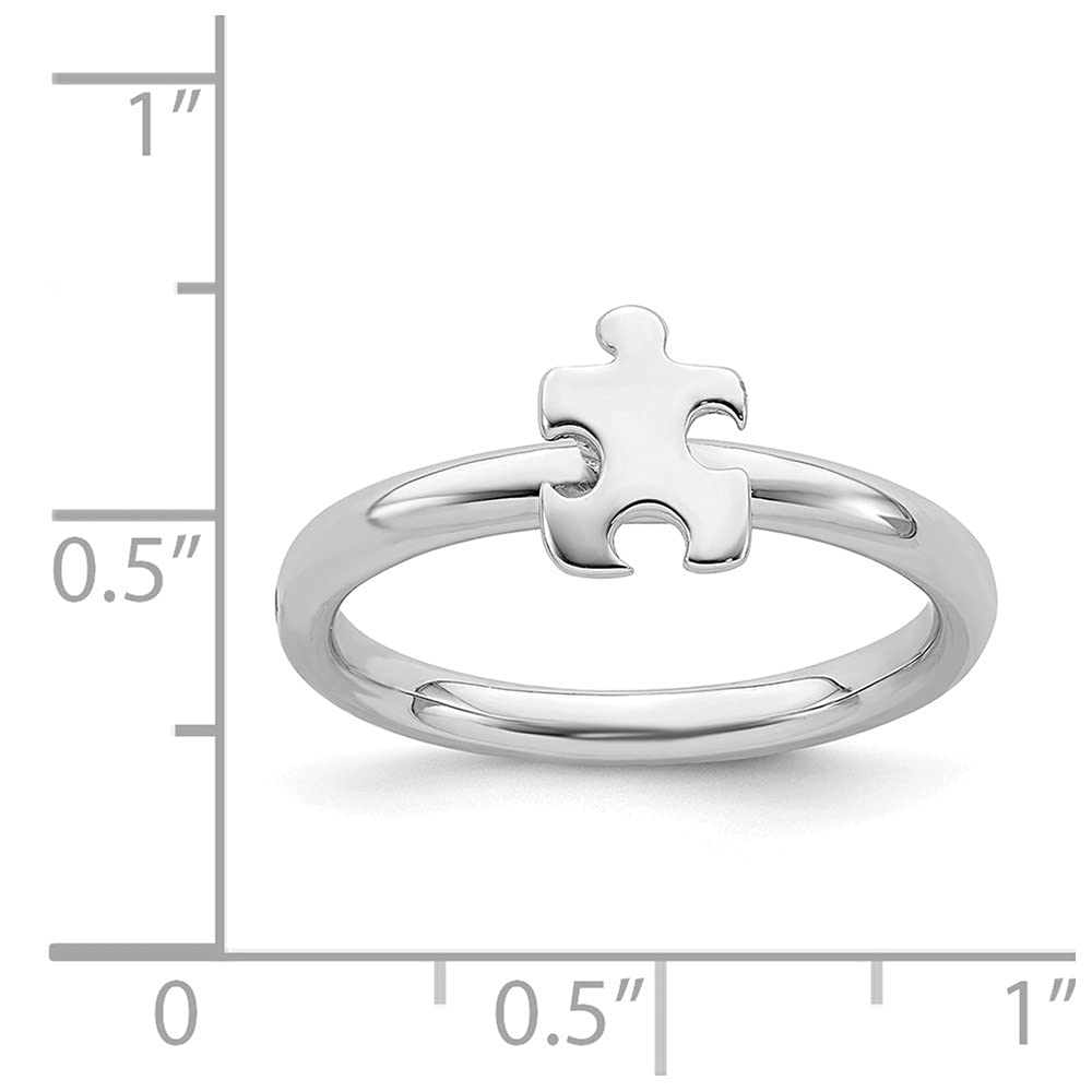 Stackable Expressions 2.5mm Sterling Silver Autism Awareness Puzzle Piece Ring - Size 5