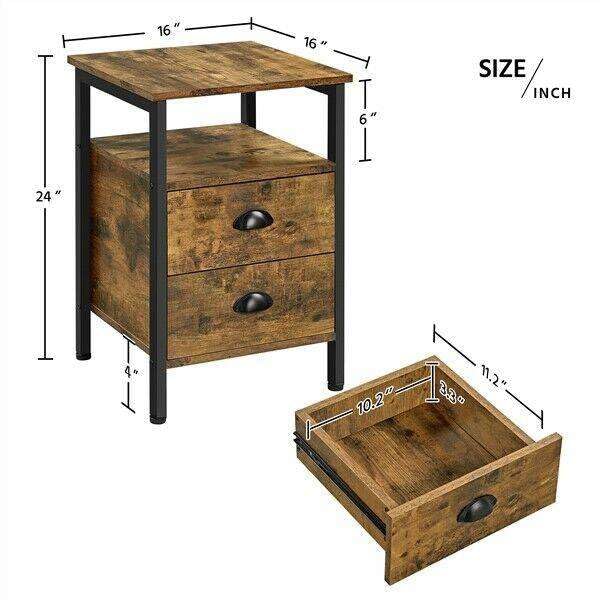 YKWQ End Table with Drawer and Open Shelf Rustic Wooden Side Table Nightstand Bedroom Table Computer Desk Gaming Desk Standing Desk Office Desk Home Office desks Desk with Drawers Small Table Ga