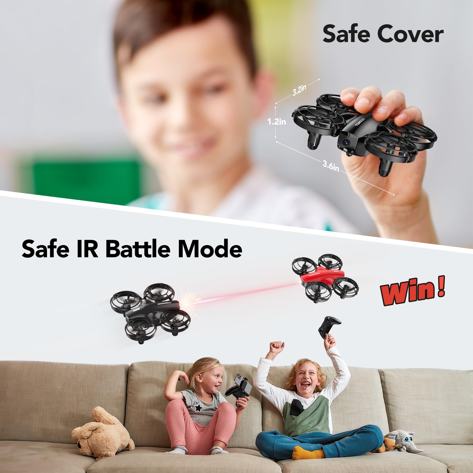 TOMZON A24W Mini Drone with Camera for Kids, 1080P FPV Camera Drone with Battle Mode, Toy Drone for Kids with 3 Batteries 24 Mins, Throw to Go, Stunt Fly Tricks, RC Quadrocopter with One Key Start