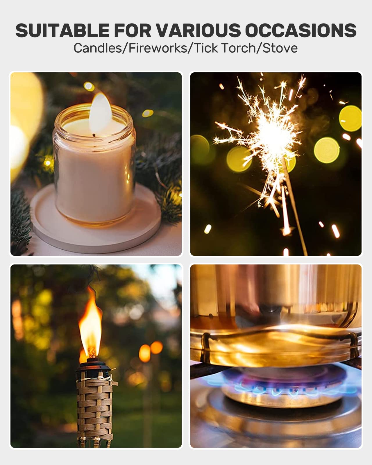 RONXS Lighter Electric Lighter, Candle Lighters USB Rechargeable Arc Lighter with Hanging Hook, LED Battery Display Long Lighters for Candle Grill BBQ Home Outdoor