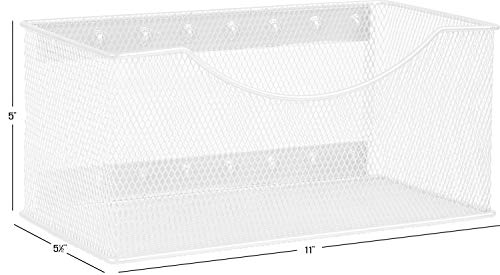 YBM HOME Mesh Magnetic Storage Basket Organizer with Extra Strong Magnets Holds Your Whiteboard and Locker Accessories, Perfect as Marker and Pencil Holder for Office, (1, Large) White