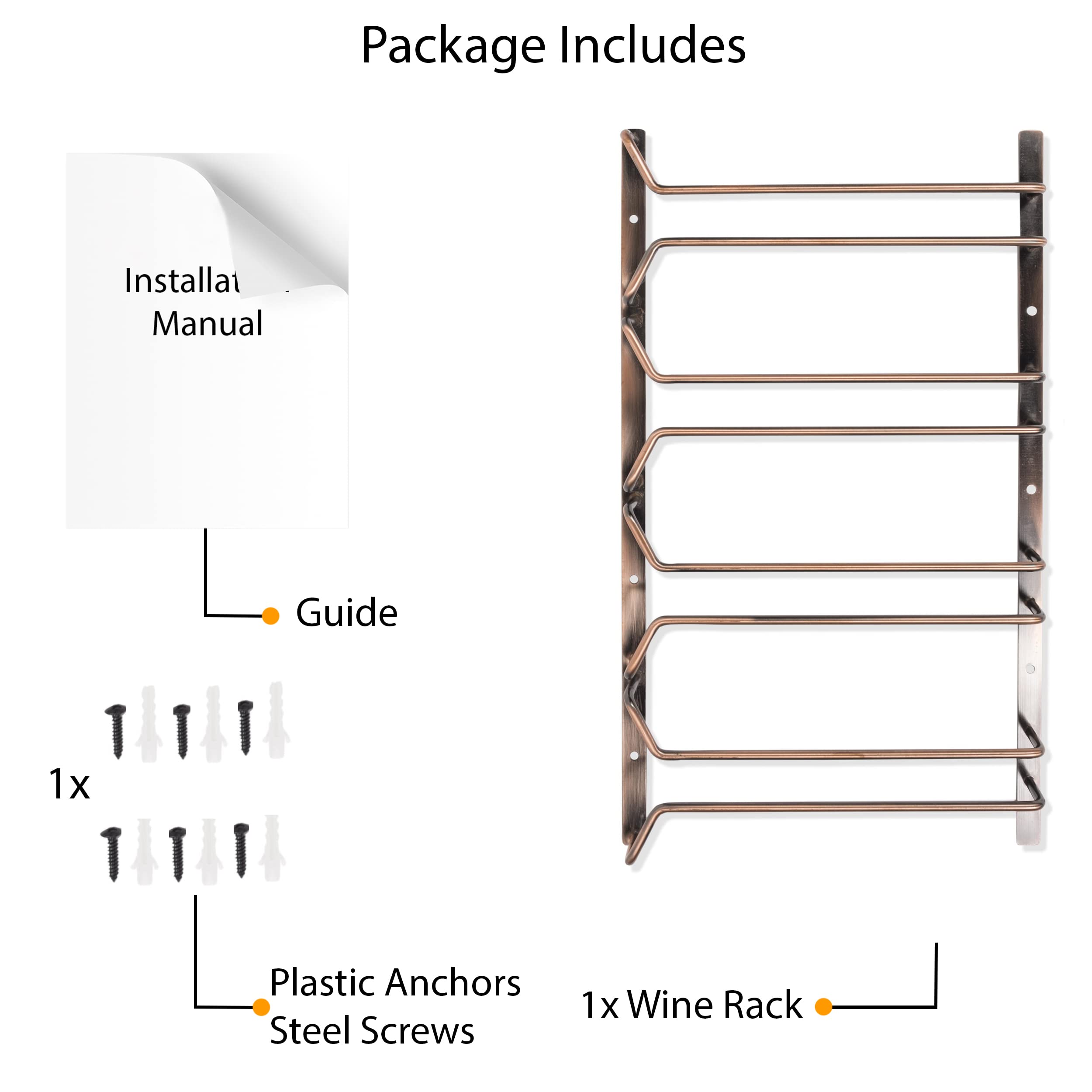 Wallniture Pinot Wine Glass Rack Under Cabinet 10" Champagne, Cocktail and Wine Glass Holder Rustic Kitchen Decor Oil Rubbed Finish