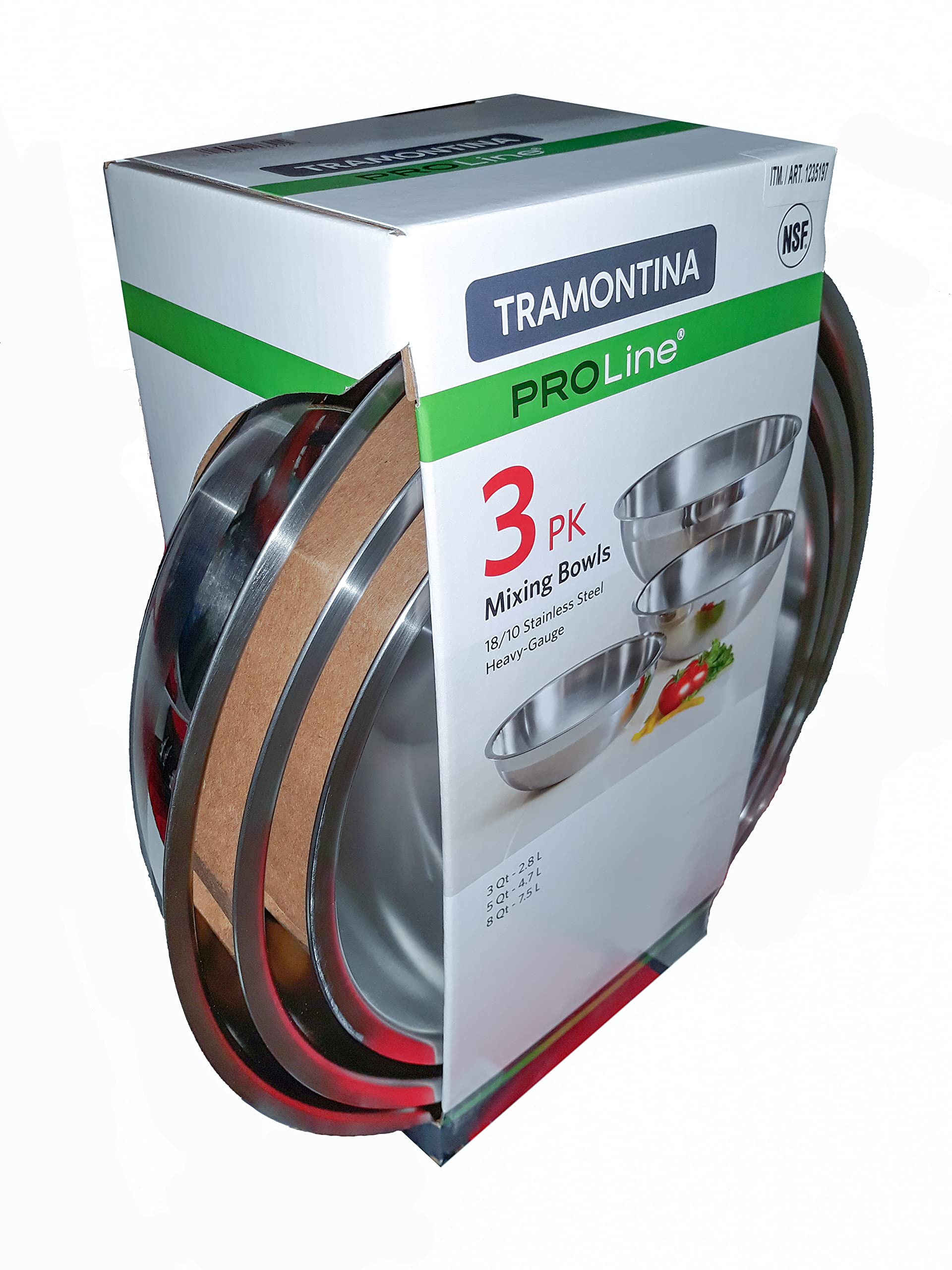 Tramontina ProLine 3 Pk Mixing Bowls 3 Qt 5 Qt 8 Qt
