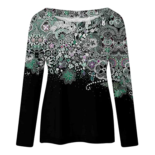 Women's Cute Printing Pullover Casual Fashion Long Sleeve Sweatshirt Round Neck Autumn and Winter Blouses
