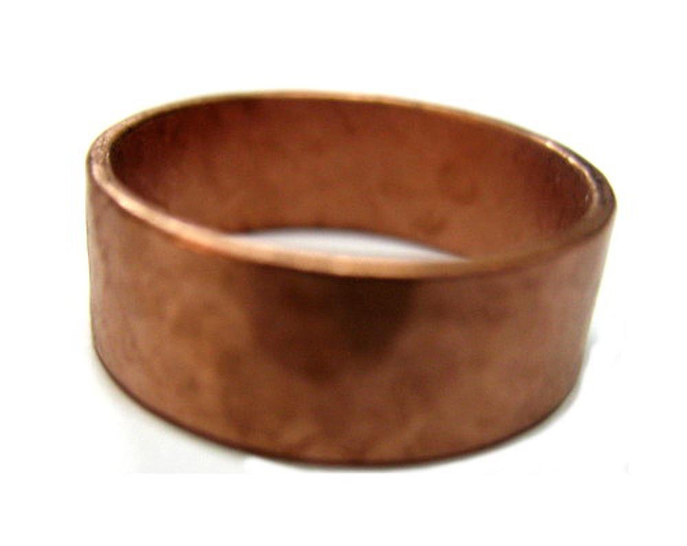 Roger Enterprises Wide 8mm Solid Copper Ring with Hammerred Design Made in USA Snug Fit (10)