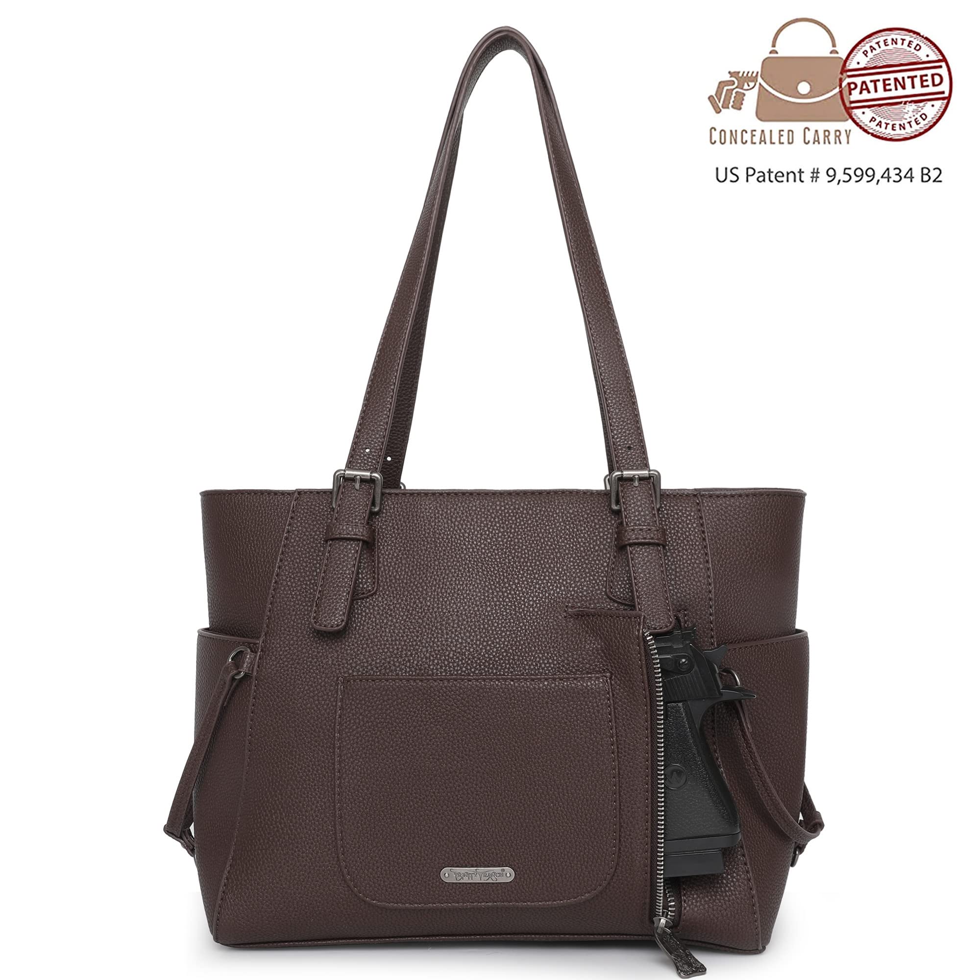 Women's Concealed Carry Cowhide Leather Tote Western Large Shoulder Handbags and Purses with Studs TR132G-8317CF