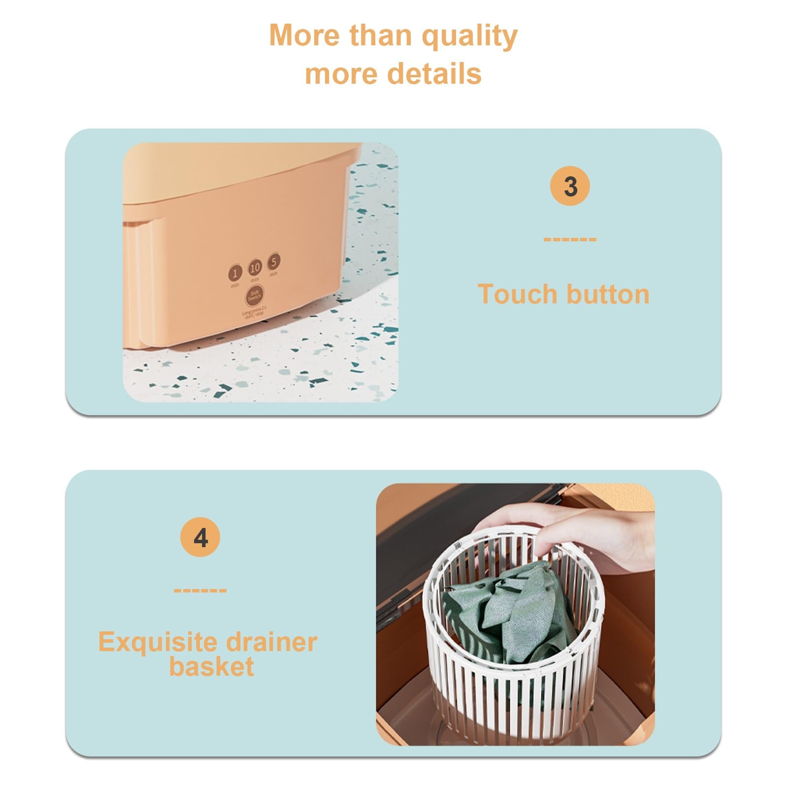WHYATT Portable Washing Machine, 15L, with Drainer Basket, Good for Dorm or Camping, Underwear or Small Items
