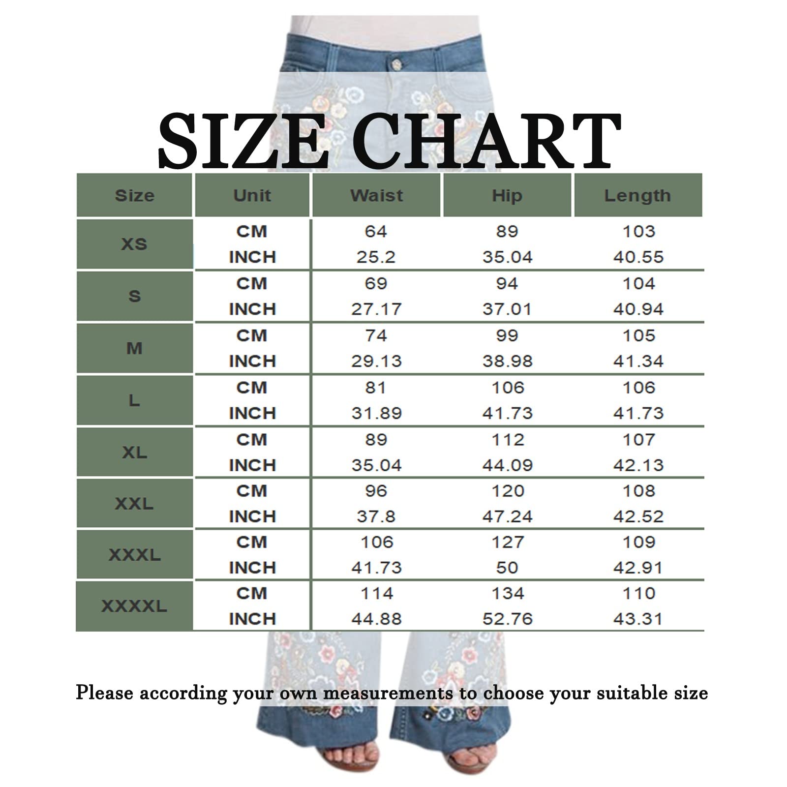 Women's Embroidery Destoryed Flare Jeans Button Waist Bell Bottom Summer Casual Trouser Comfortable Denim Pants(Light Blue,XX-Large)