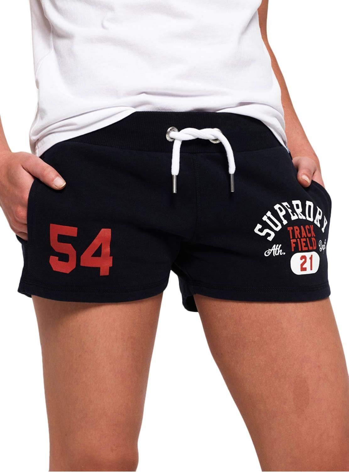 Superdry Womens Track & Field Lite Shorts Eclipse Navy Size 12