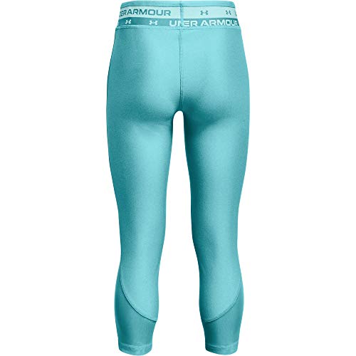 Under Armour Girls' HeatGear Armour Heather Crop , Cosmos Medium Heather (476)/Breeze , Youth X-Large