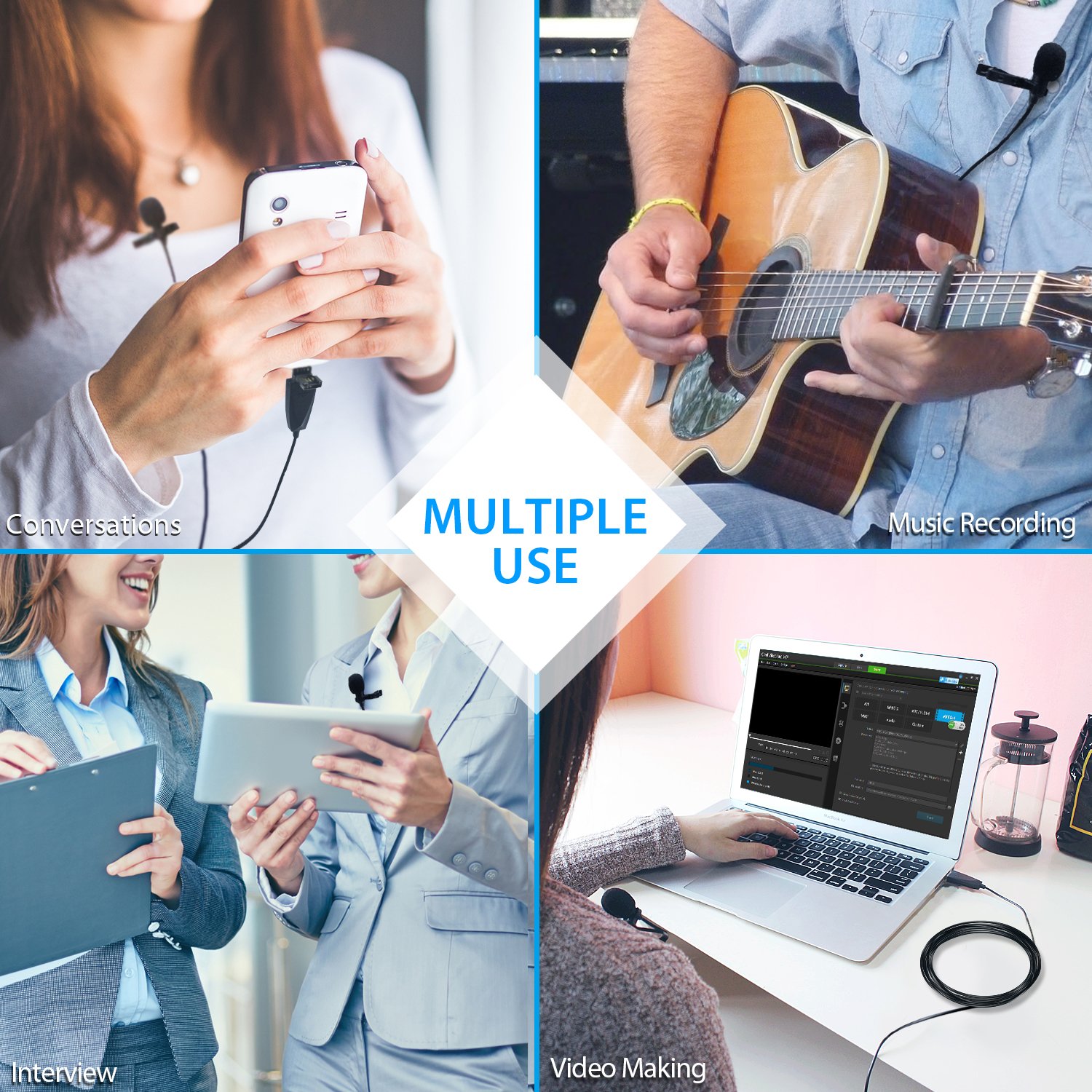USB Lavalier Lapel Microphone for Video Recording Podcasting Streaming, USB C Clip-on Computer Microphones, Plug & Play Omnidirectional Condenser Lav Mic for Android Phone PC Laptop Mac MacBook PS4