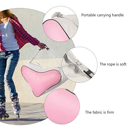 VOSAREA 2PCS Ice Skate Bags Triangle Roller Skates Tote Bag Rollerskates Ice Skating Bags Roller Ski Boot Bag for Ice Skate Protective Gears Kids Adults(Pink)