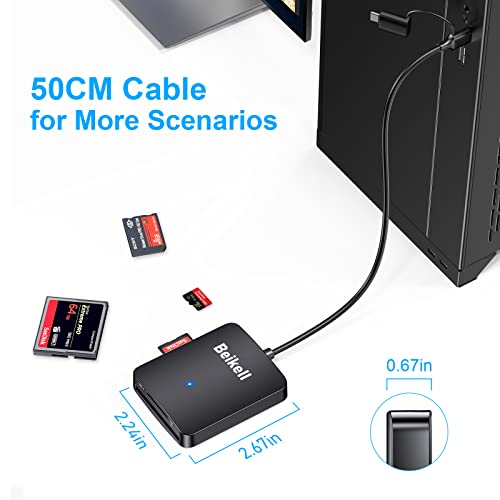 SD Card Reader, Beikell 4 in 1 Dual Connector (USB&USB C) USB C to Micro SD Memory Card Reader OTG Adapter -Supports SD/SDHC/SDXC/MMC/Micro SDXC/MS/MS Pro/CF, Compatible with Windows, OS