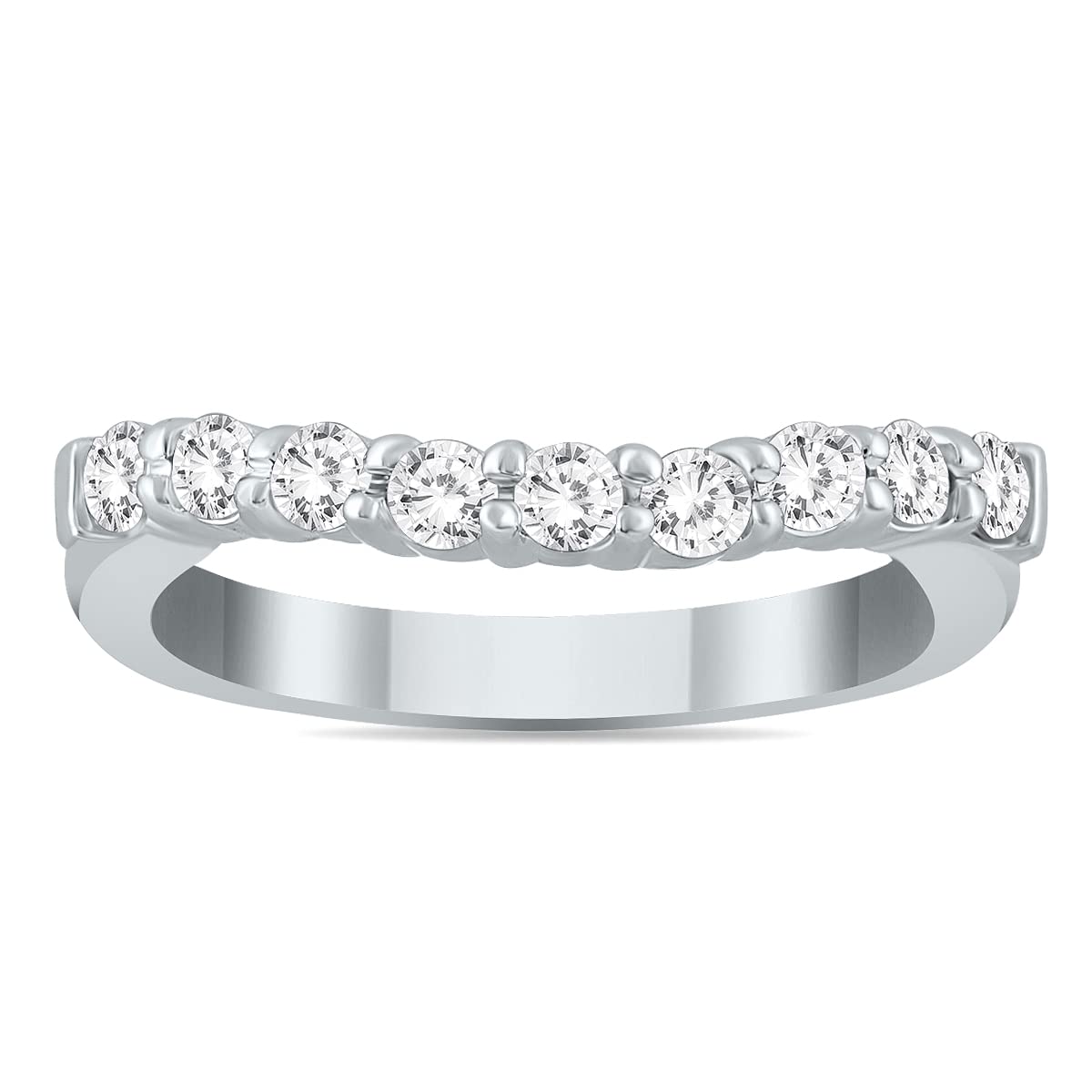 SZUL AGS Certified 1/2 Carat TW Diamond Curve Wedding Band in 10K White Gold