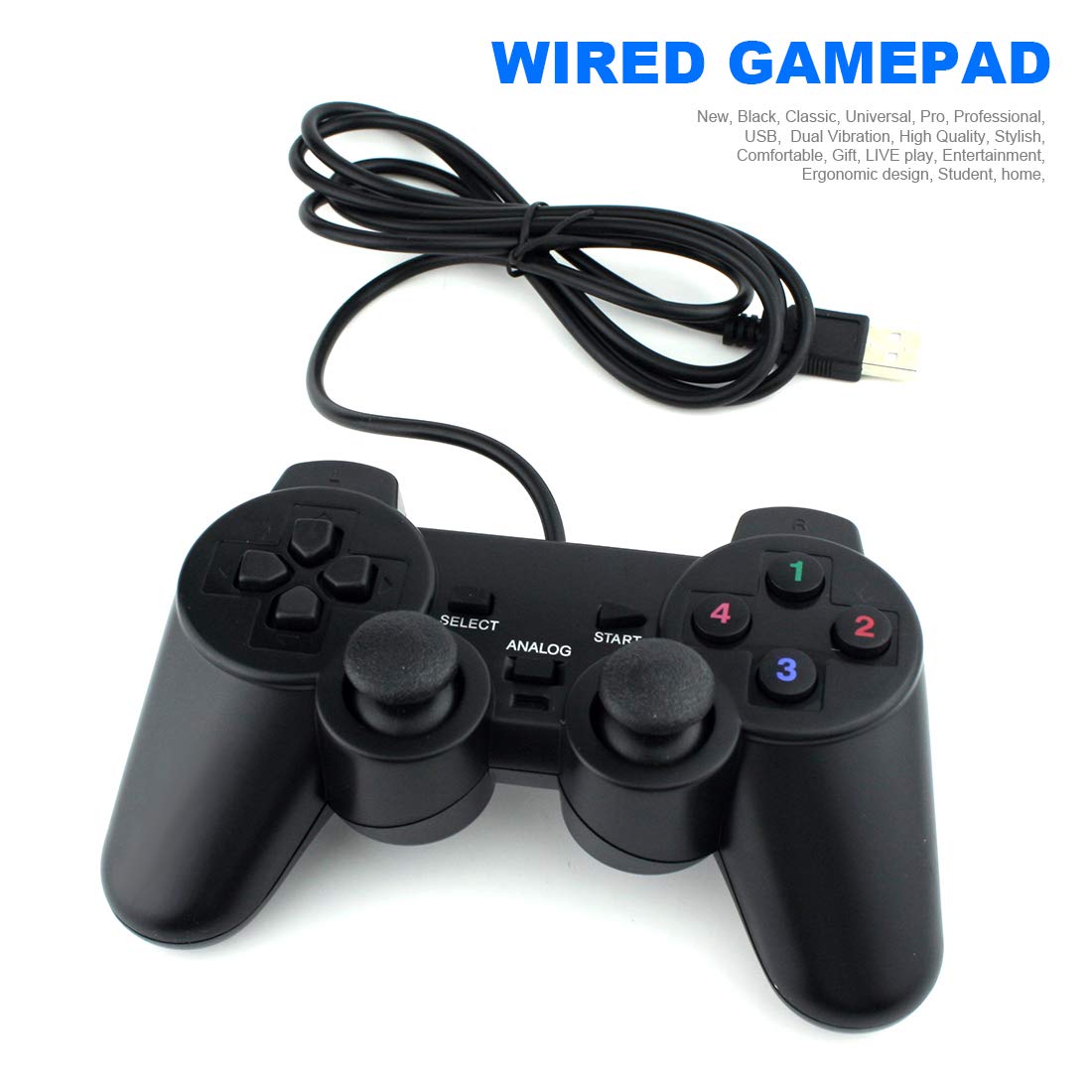 SQDeal 2 Pack USB Joystick Gamepad Gaming Pad Wired Controller with Double Vibration Feedback Motors for PC Computer Laptop Window (Black)