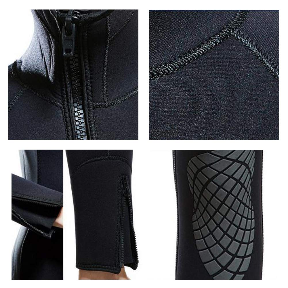Xinsy Women's 5MM Neoprene Hooded Wetsuit Full Body Warm Padded Knee Pads Front Zipper Diving Suit for Spearfishing,Scuba, Stand-Up Paddle Boarding,S