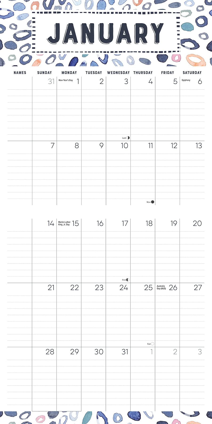 Willow Creek Press Family Planner Monthly 2024 Wall Calendar (12" x 12")
