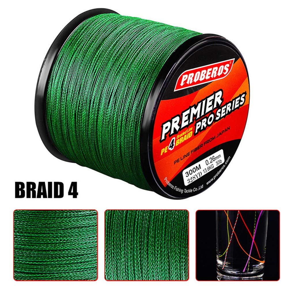 UNKN Fishing Line Super Strong Abrasion Resistant PE Braid Fishing Line 4 Strands 300M 30LB