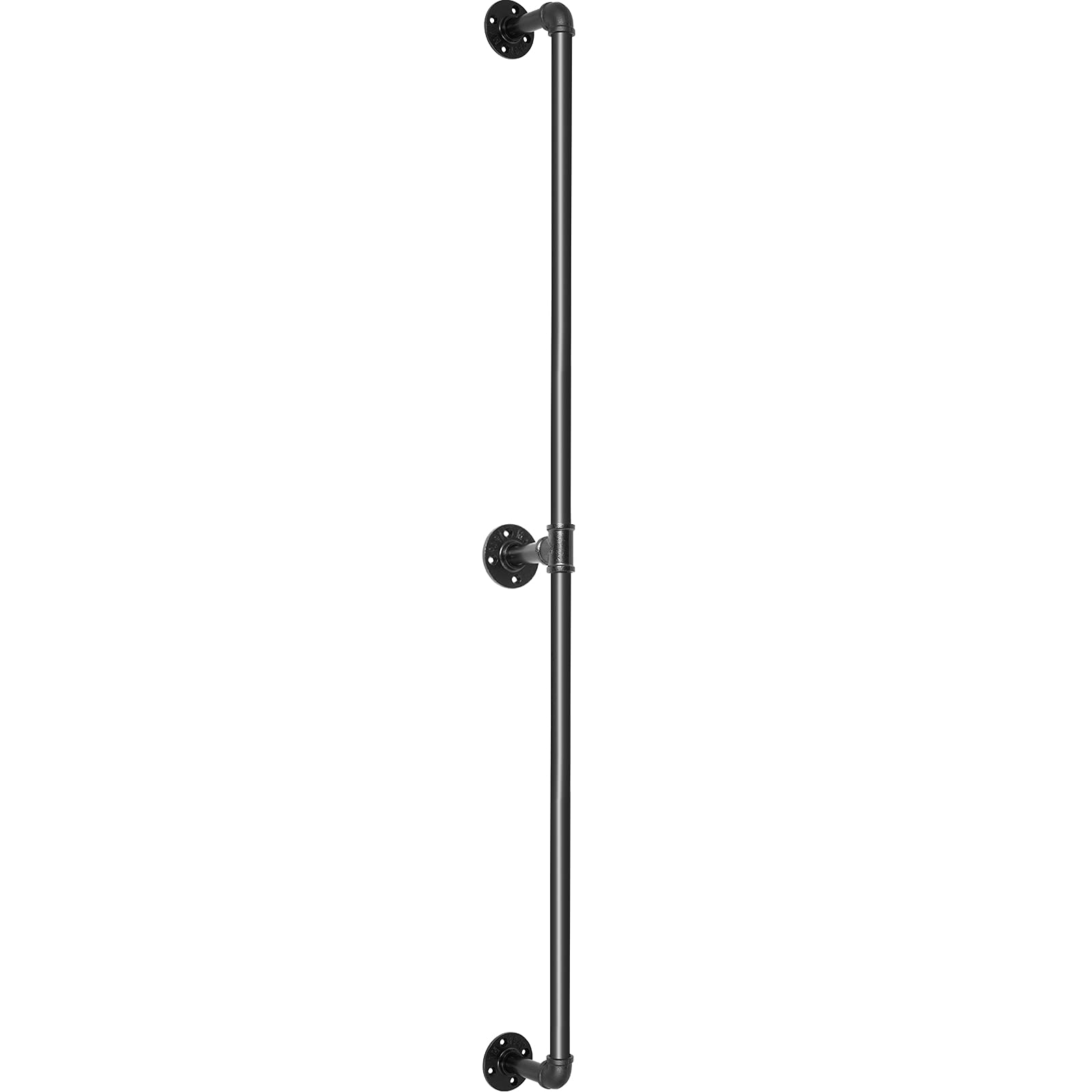 VEVOR Pipe Stair Handrail, 6FT Staircase Handrail, 440LBS Load Capacity Carbon Steel Pipe Handrail, Industrial Pipe Handrail with Wall Mount Support, Round Corner Wall Handrailings for Indoor, Outdoor