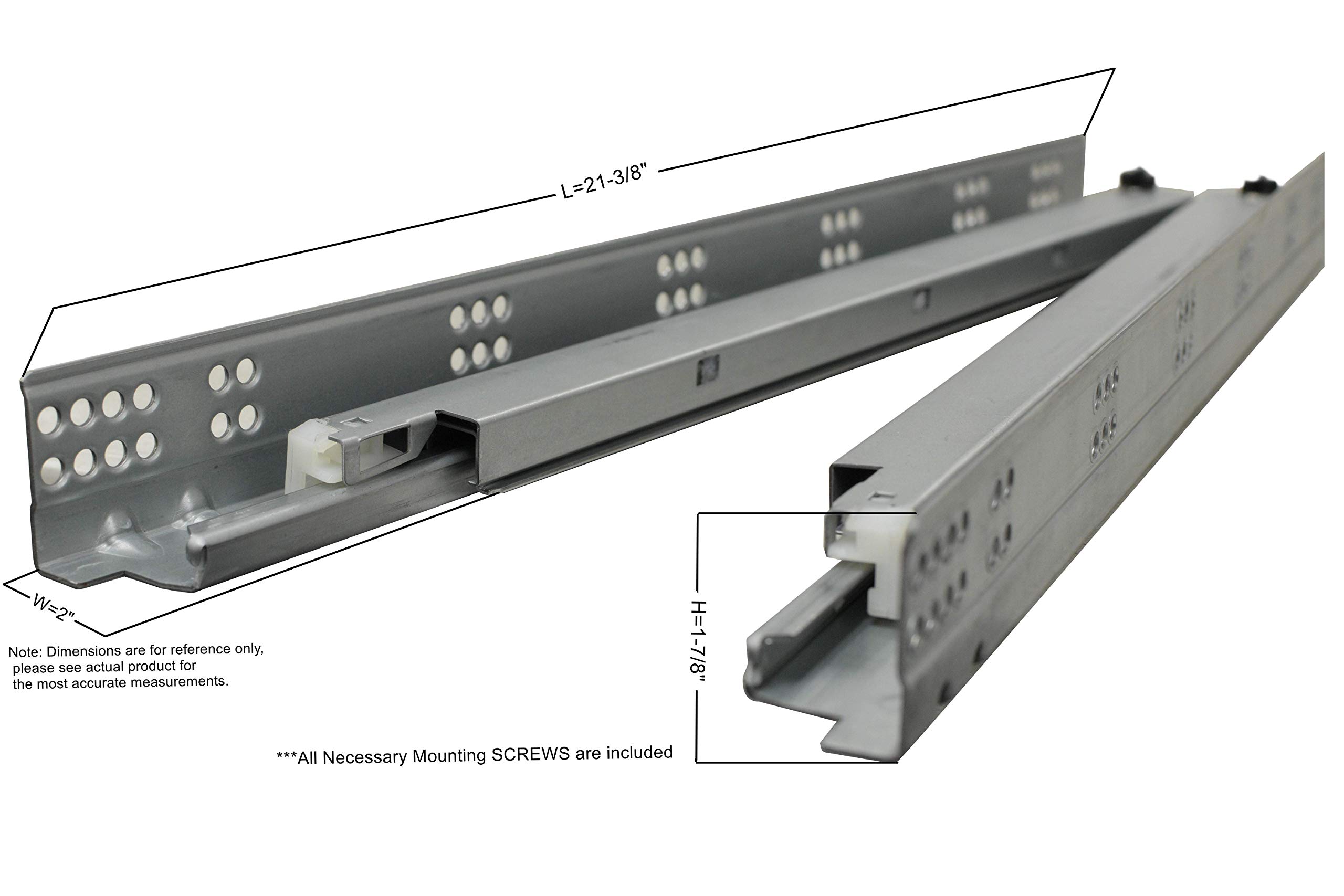 Silverline SFUS - 21" Undermount Drawer Slide 75 lb Soft Closing Full Extension Cabinet Hardware 6 Pairs+ 6 Pairs Zinc Triggers