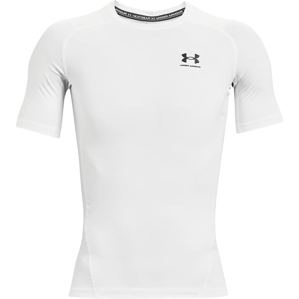 Under Armour Men's Armour HeatGear Compression Short-Sleeve T-Shirt , White (100)/Black, Small