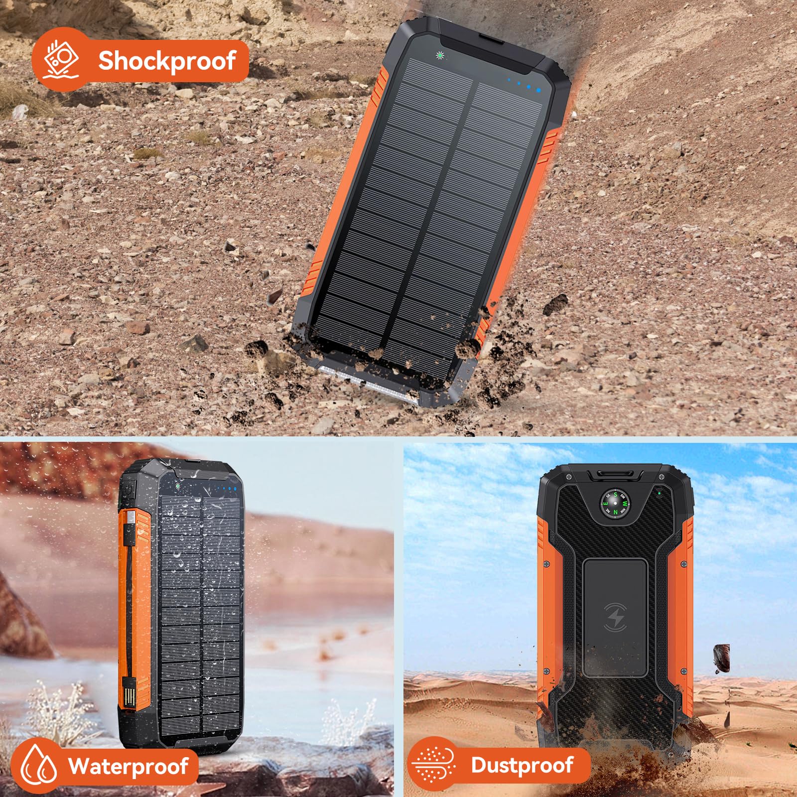 YOLOSKS ๐ฎ๐ฌ๐ฎ๐ฐ ๐๐ฅ๐๐ง๐๐๐ Solar-Charger-Power-Bank-49800mAh Wireless Portable Phone Charger, ๐ฃ๐๐ญ๐ด๐ช ๐๐๐.๐ Fast Charging Built in 3 Cables with USB C 4 Outputs & 2 Inputs for Cell Phone