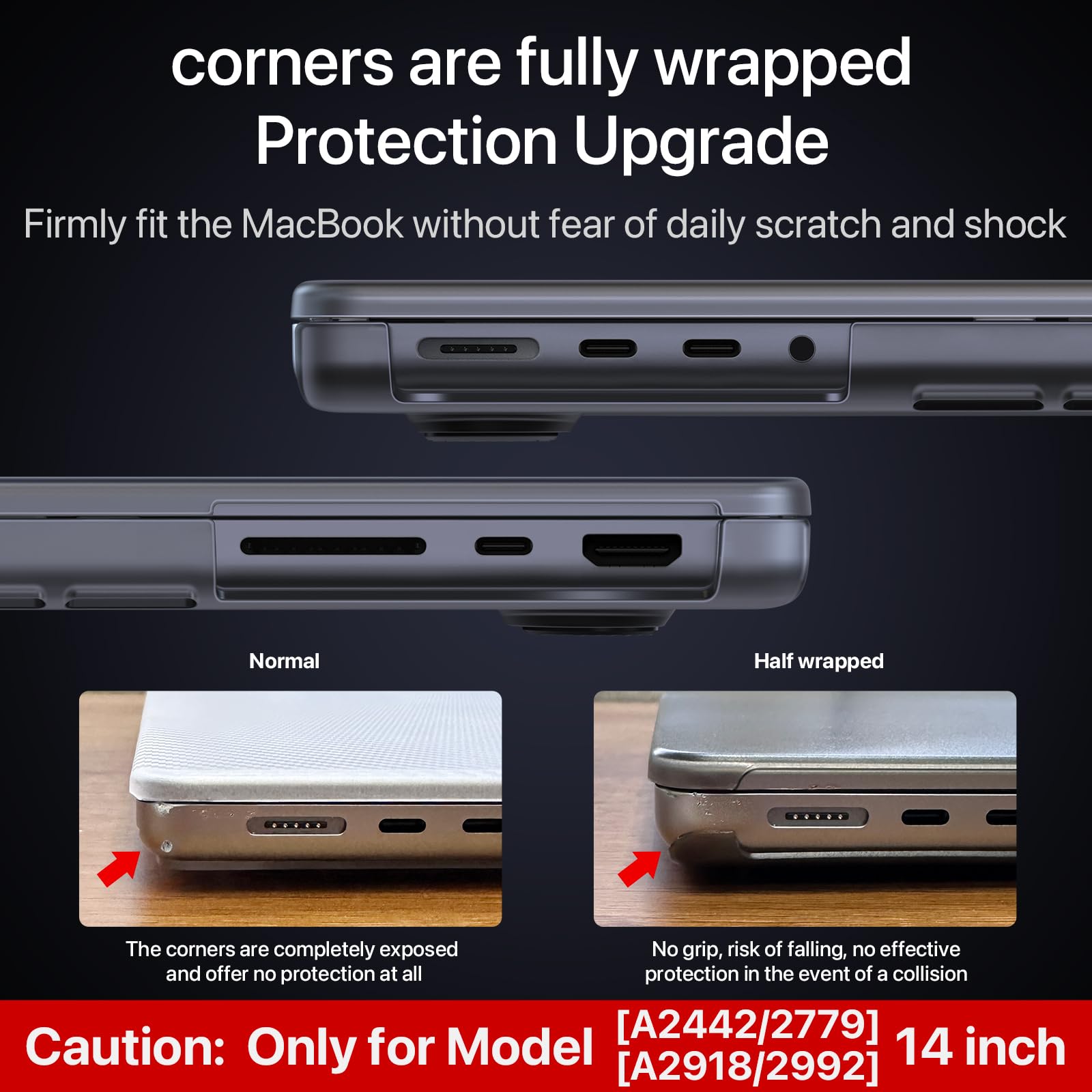 Soonjet for MacBook Pro 14 inch Case 2023-2021 M3 Pro/Max A2918 A2992 M2 A2779 M1 A2442 [100% Match Official Color] [Scientific Slim] Protective Hard Case Matte Cover for Laptop - Space Gray Clear