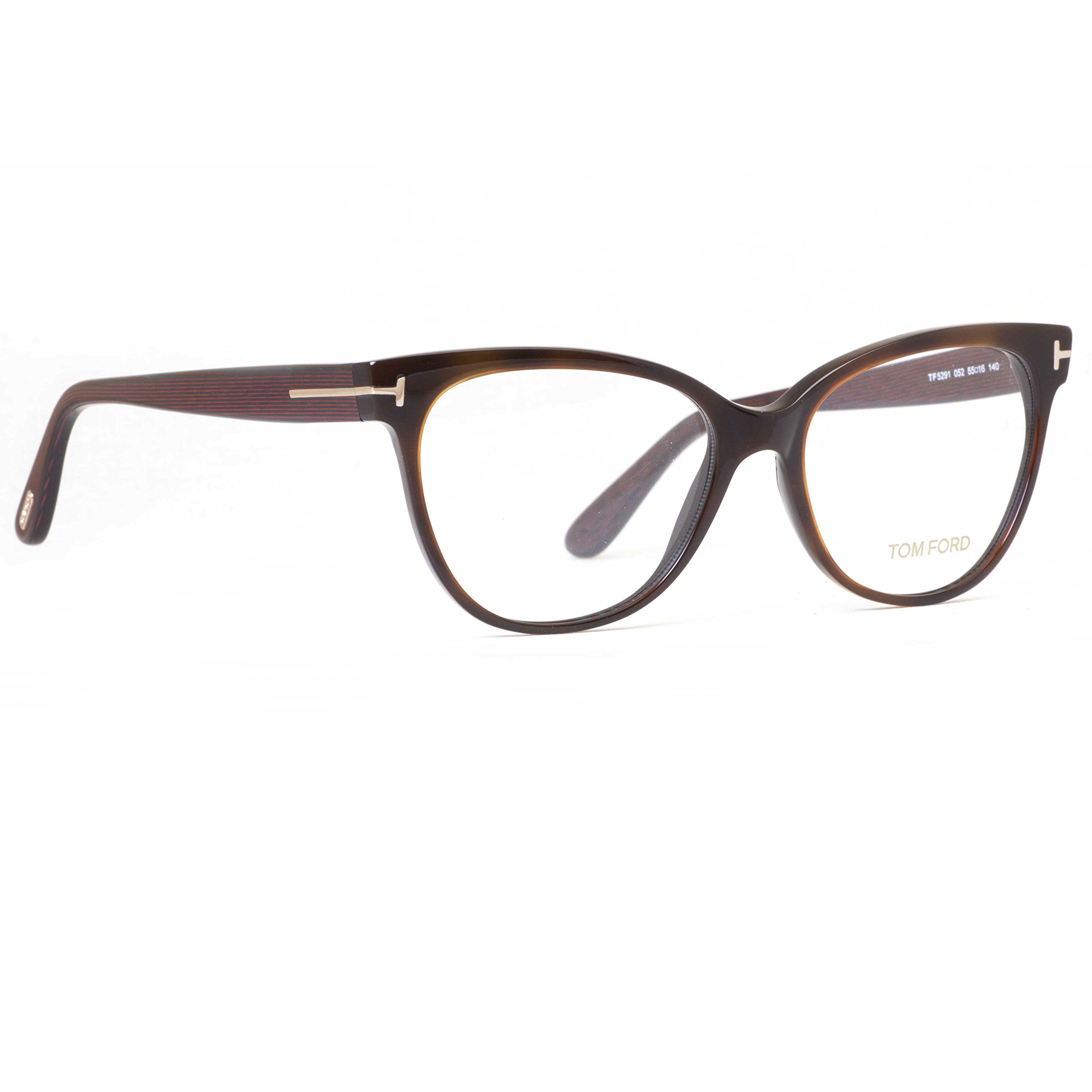 Tom Ford Cateye Eyeglasses TF5291 052 Havana/Iridescent Chalkstripe 55mm FT5291