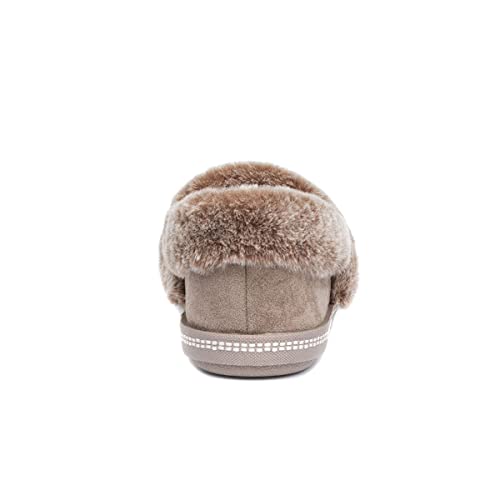 Skechers Women's Cozy Campfire-Team Toasty-Microfiber Slipper with Faux Fur Lining, dark taupe, 10 M US
