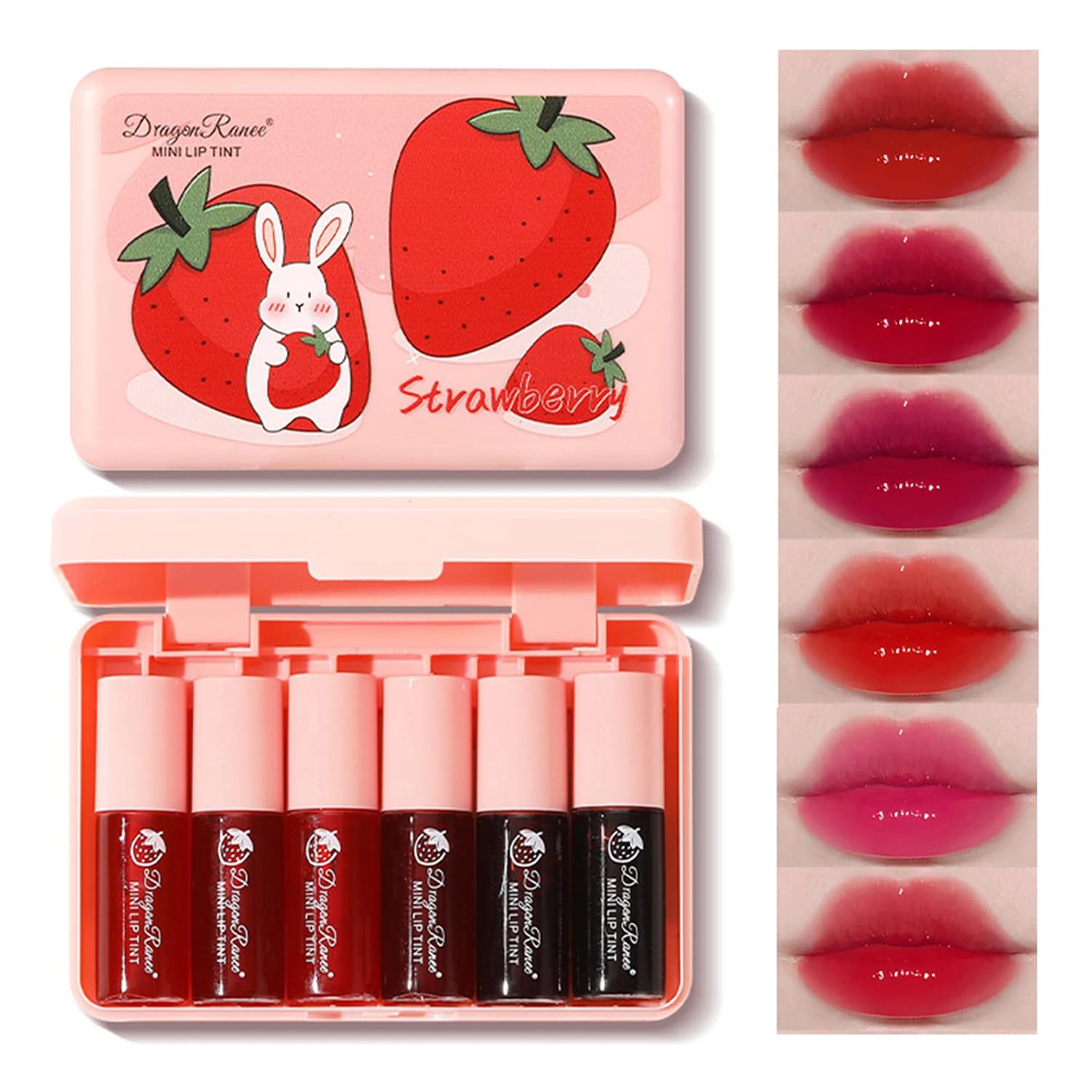 Yishifa 6 Colors Lip Tint Stain Mini Liquid Lipstick, Korean Lip Gloss Moisturizing Natural Velvet Lip Tint, Waterproof Longwear Liquid Blush & Lip Stain, Vivid Color