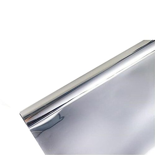 Window Film One Way Mirror Static Heat Control Day Time Privacy Window Tint (23.6'' x 78.7'', Silver)