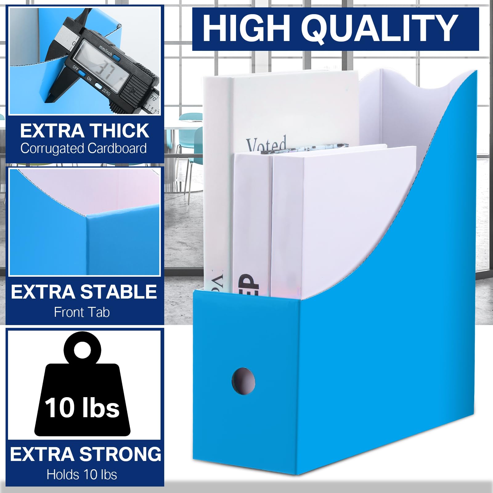 Yeaqee 48 Pcs Magazine File Holder Magazine Holder Bulk Foldable Cardboard Book Bins Desk File Holder Organizer Book Holder Boxes Cardboard Magazine Storage Box for School Office Desk, 8 Colors