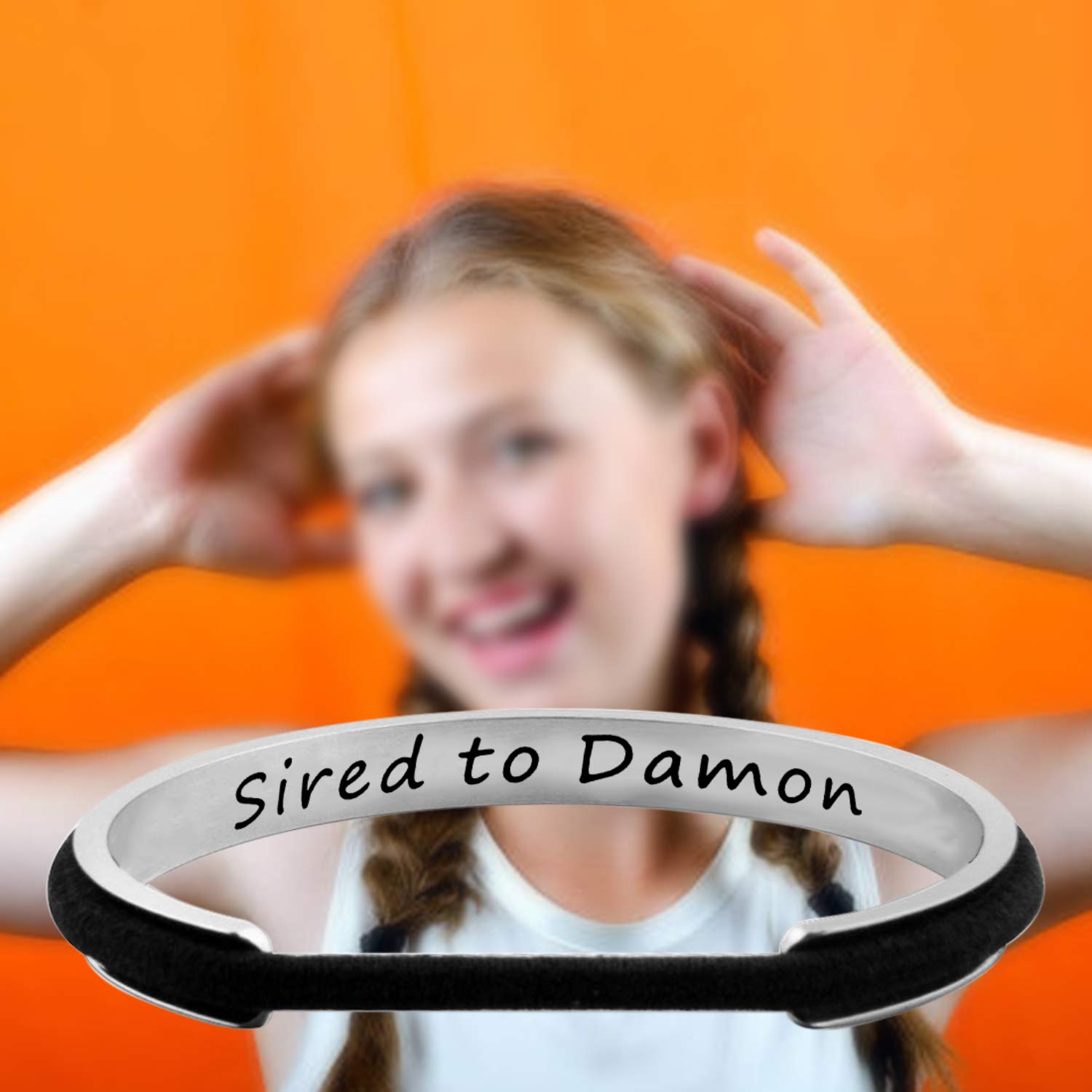 Zuo Bao Vampire Fans Gift Hair Tie Bracelet Sired To Dam*n Elastic Band Bangle for Vampire Lovers (HTB-Sired To Dam*n)