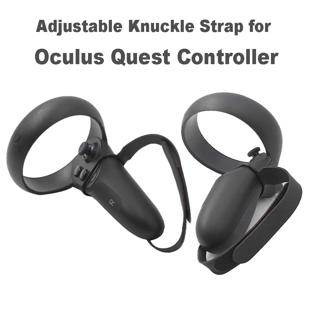Touch Controller Grip Cover & Adjustable Knuckle Strap for Oculus Quest/Oculus Rift S Anti-Throw Wrist Straps Handle Protective Sleeve (Black)