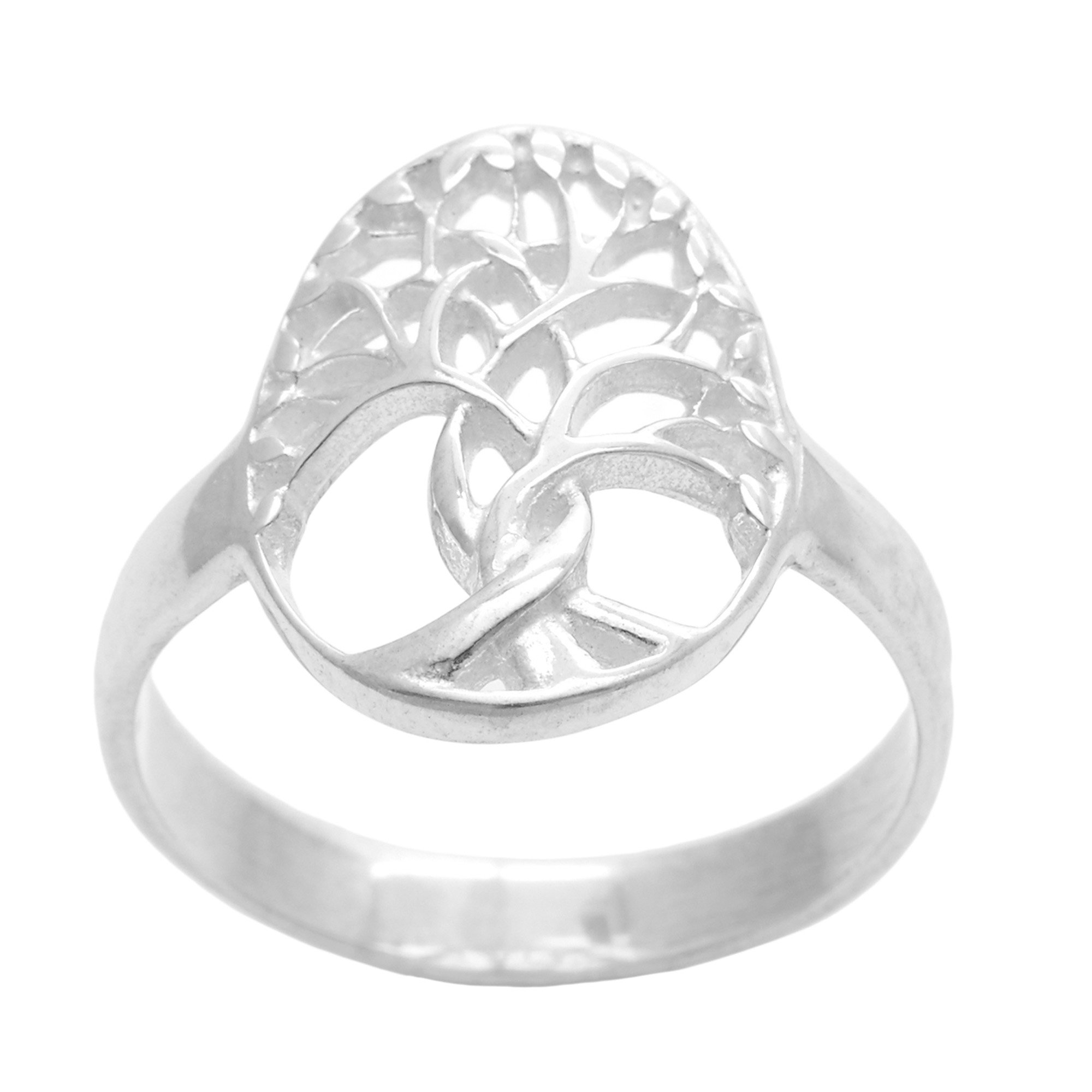 Silverly Women's 925 Sterling Silver Polished Oval Wicca Celtic Tree of Life Band Ring