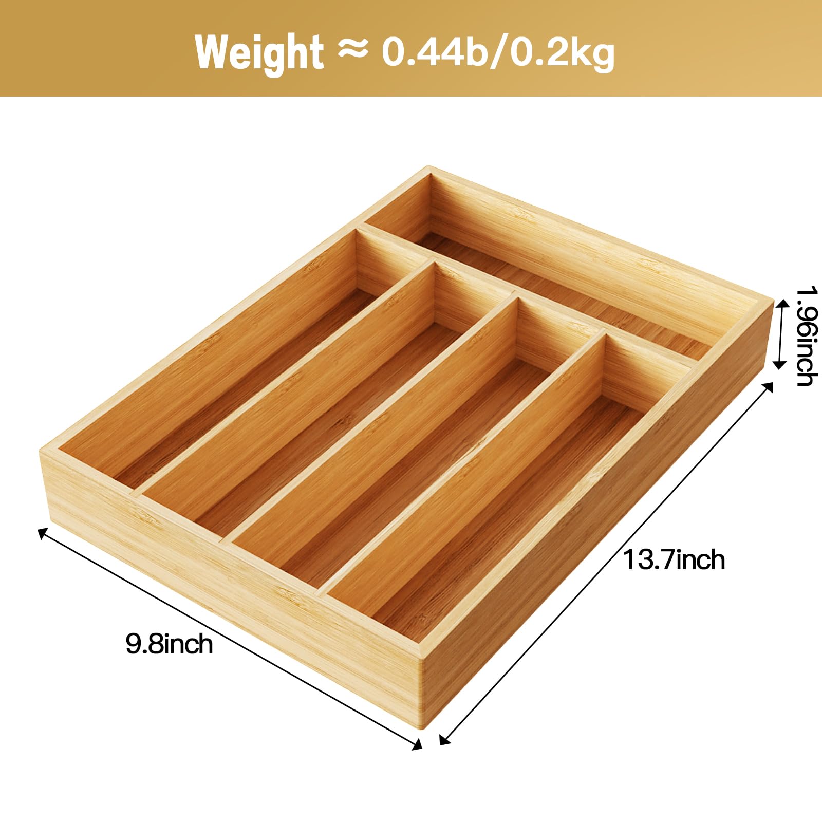 WEBACOO Bamboo Kitchen Drawer Organizer - Silverware Organizer for Kitchen Drawers - Utensil Tray and Flatware Storage for Kitchen - Flatware Organizer - Cutlery Tray with Adjustable Dividers