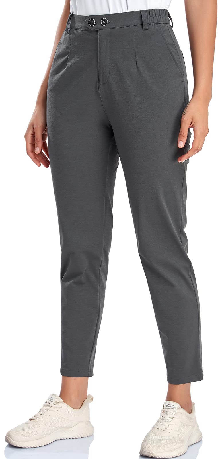 Women's Golf Pants Slim Fit Super Stretch Ladies Workout Yoga Dress Pants Casual Work Golf Athletic Clothes Apparel with Pockets Deep Grey